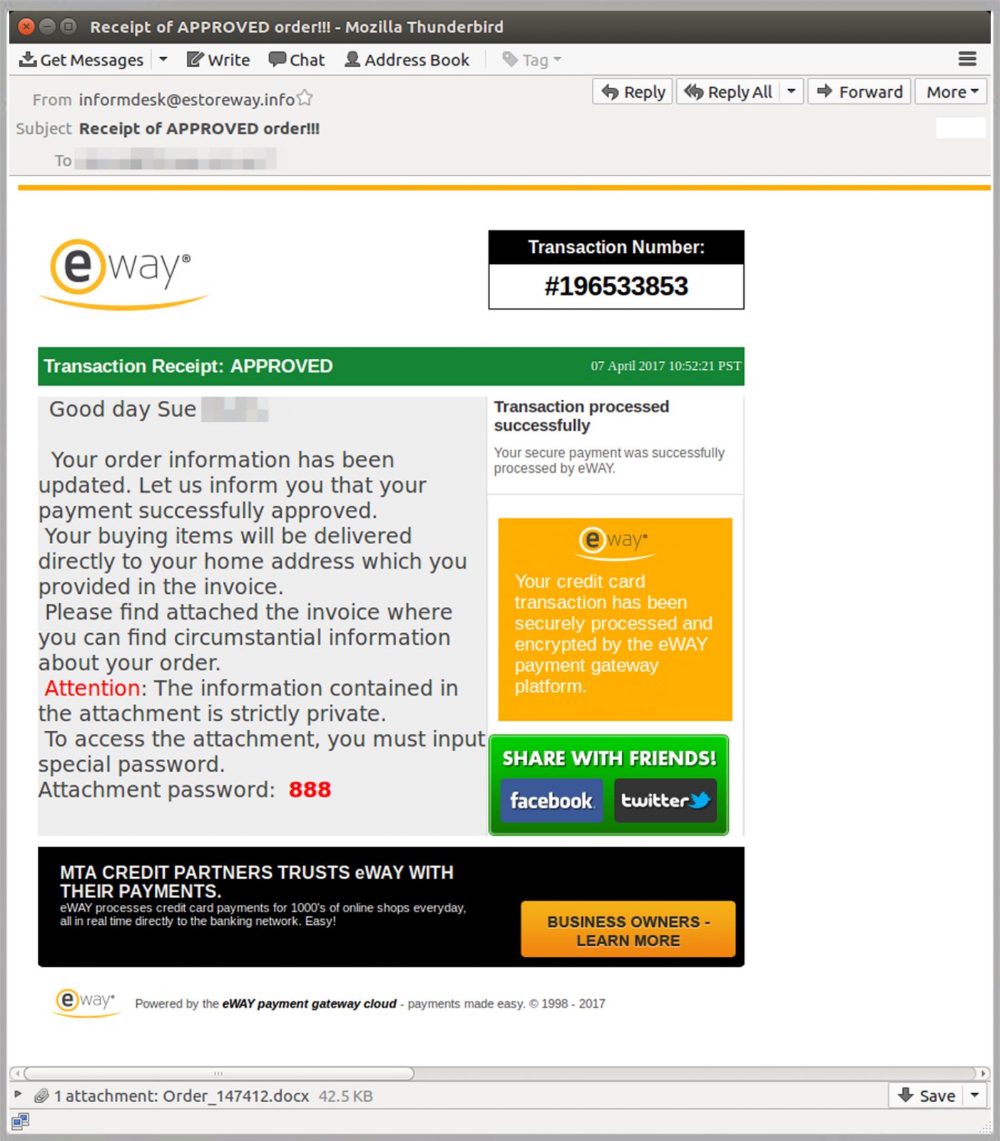 ‘Fake invoice’ scam hitting Aussie emails today - Starts at 60